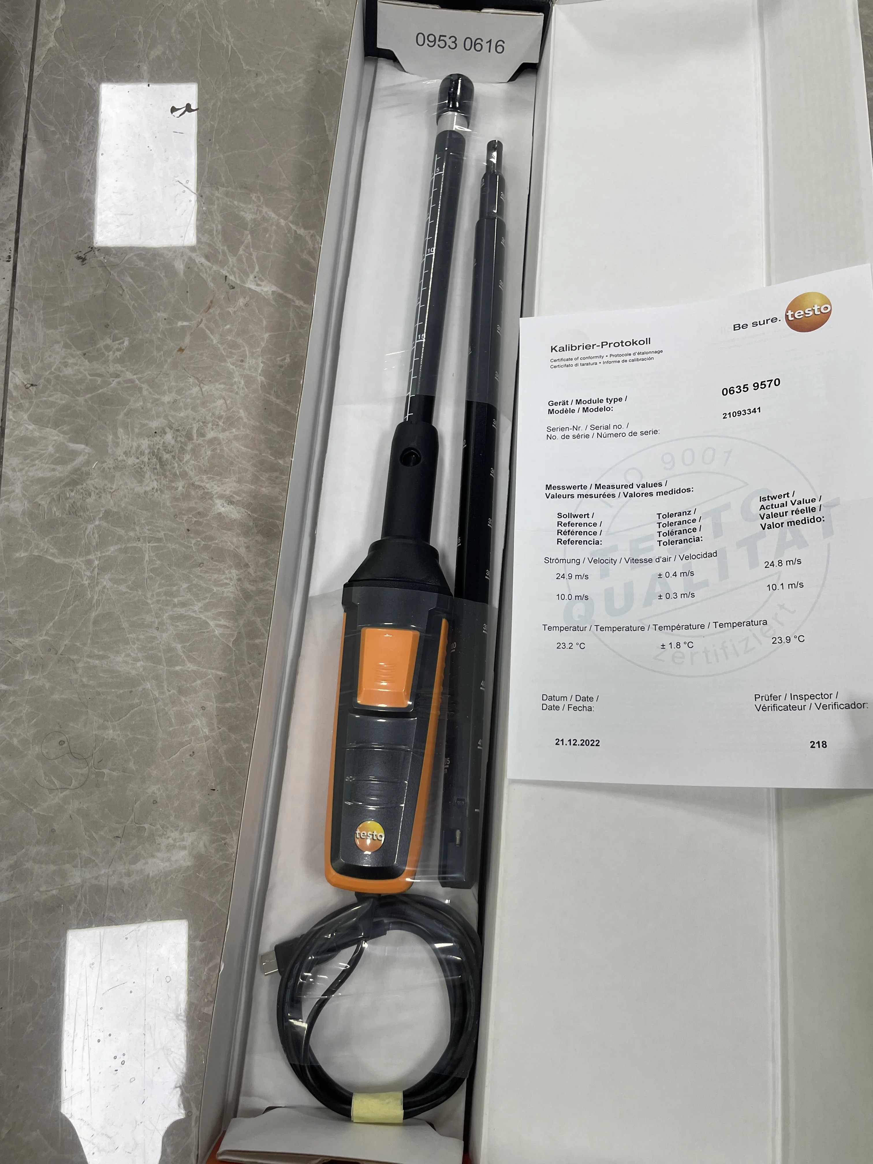 0635 9572 Testo Vane probe Testo 440 용 유선 온도 센서 포함, 16 mm 디지털 풍속 프로브 ...