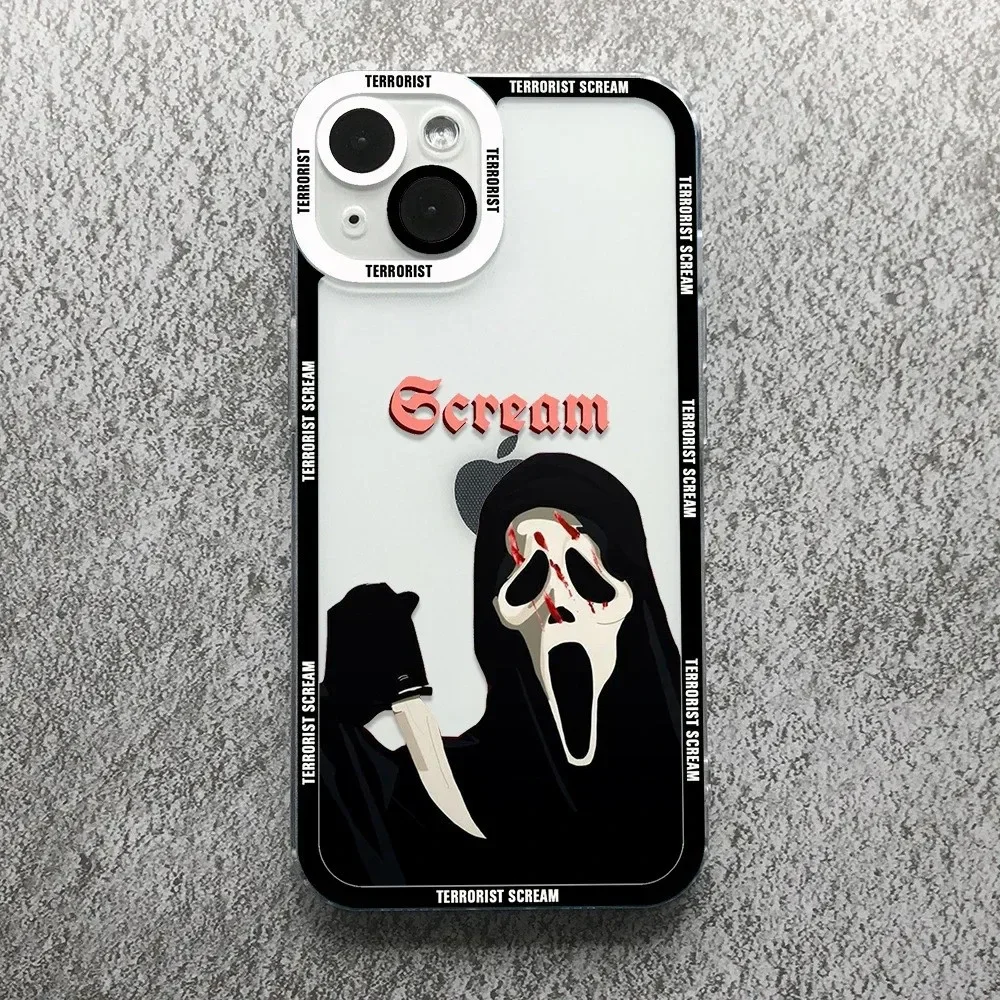 Spooky Scream Ghost Clear Silicone Phone Case for S20 FE (9)