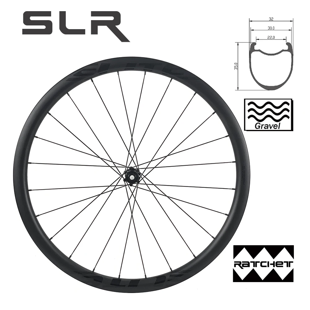 ELITEWHEELS SLR GRAVEL Carbon Wheelset Ratchet System 36T Disc Brake ...