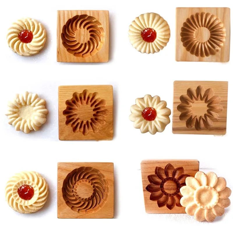 Cookie-Cutters-Wooden-Cookie-Mold-Baking-Shapes-for-Cookies-Flower-3D ...
