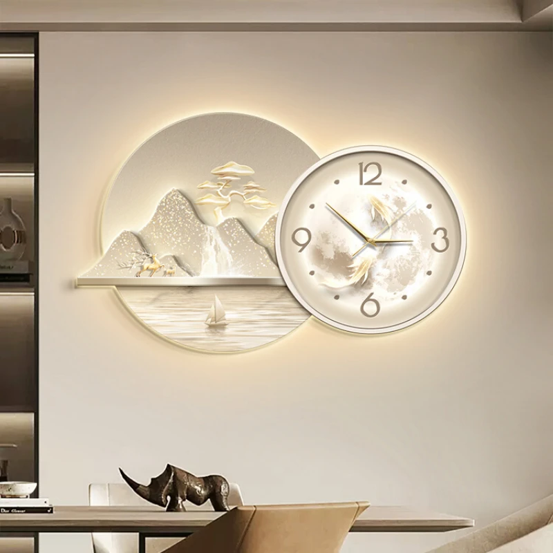 Modern-Light-Luxury-Home-Decor-with-LED-Lights-Wall-Clock-Decorative ...