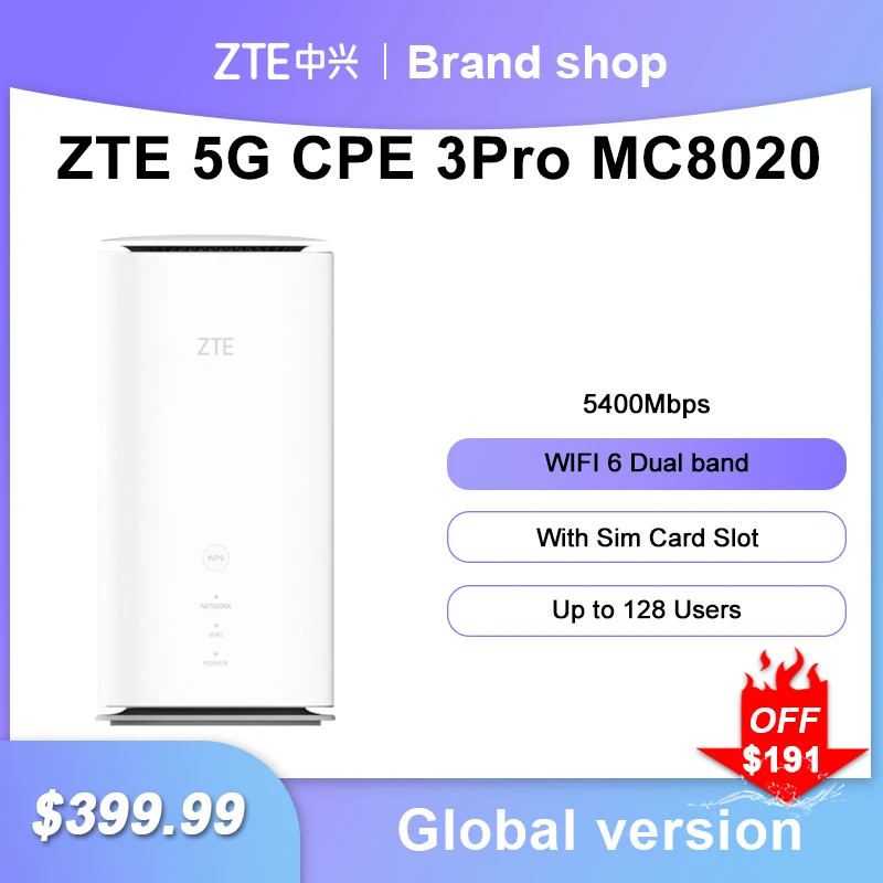 ZTE 5G CPE 3 Pro MC8020 5G Modem CPE WIFI 6 dwuzakresowy 5400 mb/s ...