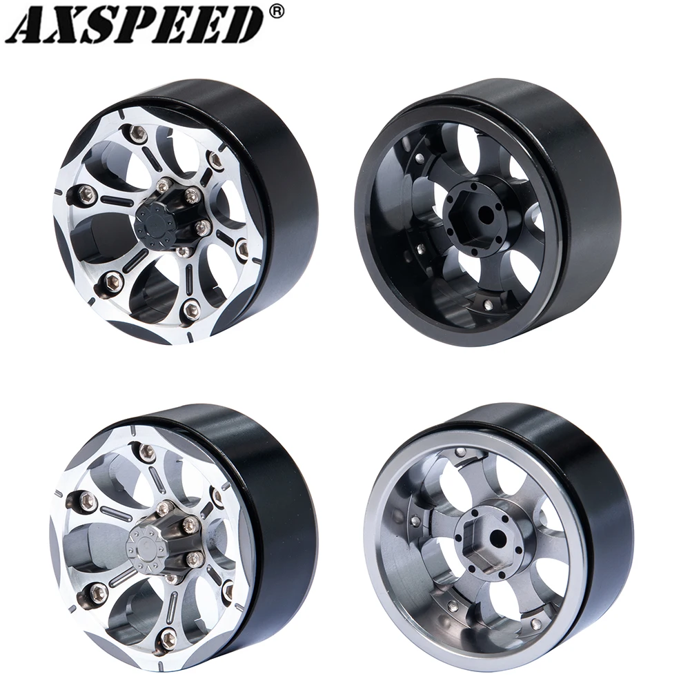 AXSPEED 1.9 Beadlock Wheel Rims Hubs for Axial SCX10 CC01 D90 1/10 RC ...