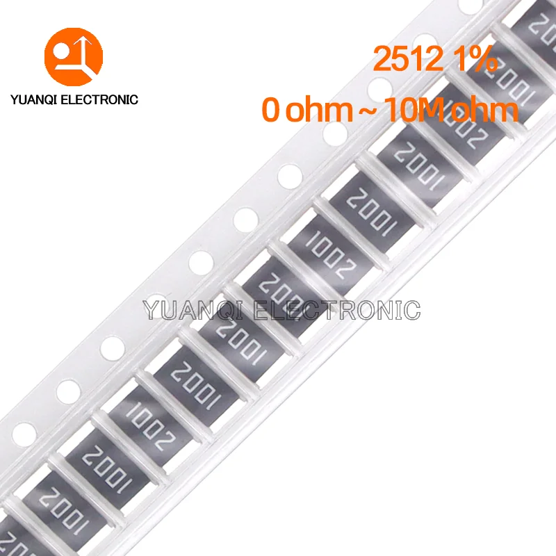 50pcs 2512 1% Smd Resistor 0r ~ 10m 1w 0 1 10 100 150 220 330 Ohm 1k 2 ...