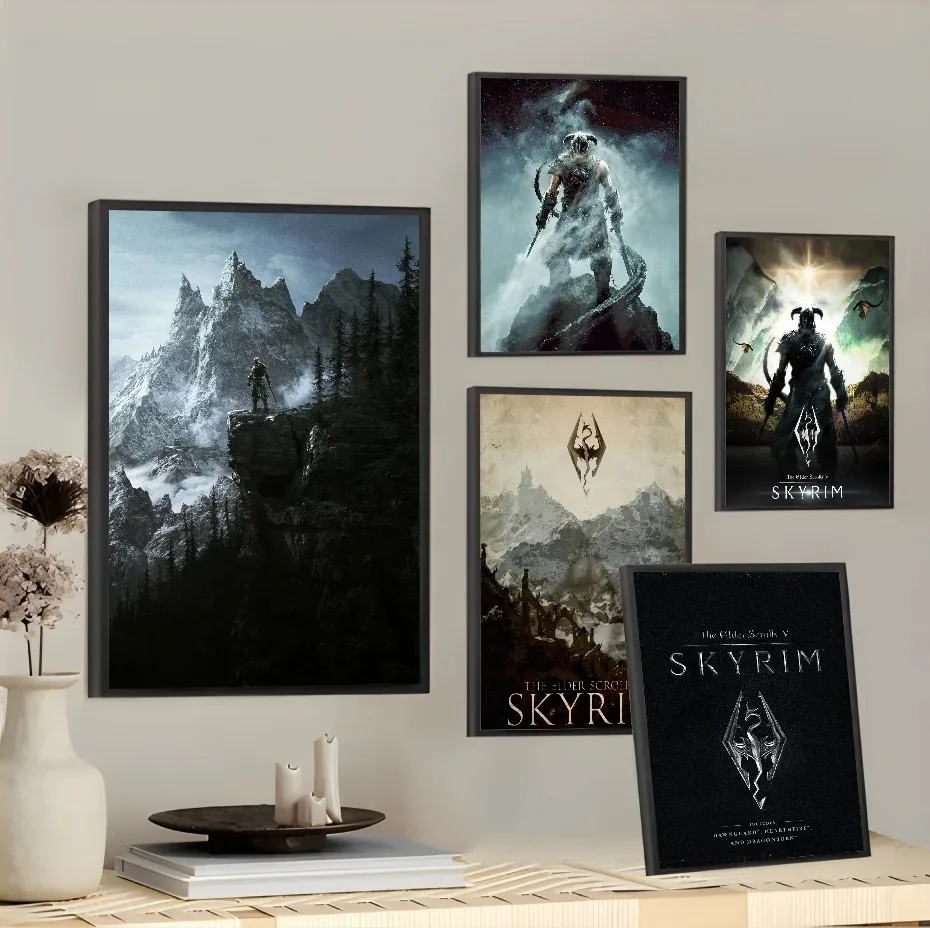 S-Skyrim The Elder S-Scrolls V C-Canvas Cool Game Poster Wall Art ...