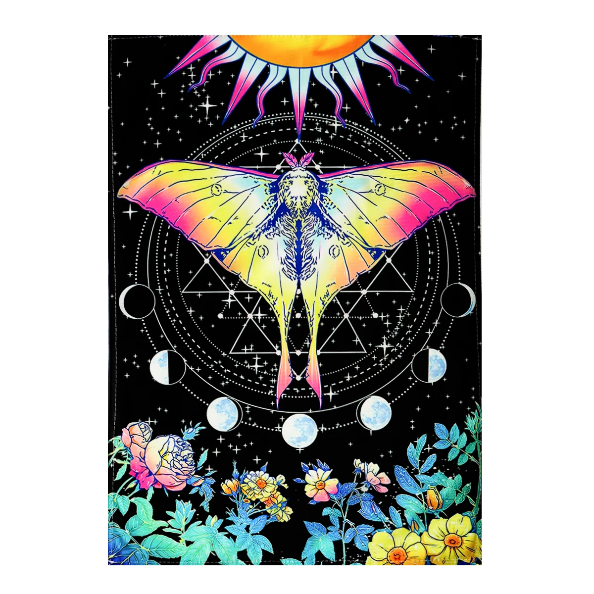 Moon Phase Flower Moth Tarot Cloth Mystic Aesthetic Altar Cloth Witch ...