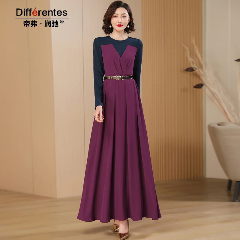 Women-Spring-Autumn-Long-Dress-Girls-Patchwork-Design-Long-Sleeve-Slim ...