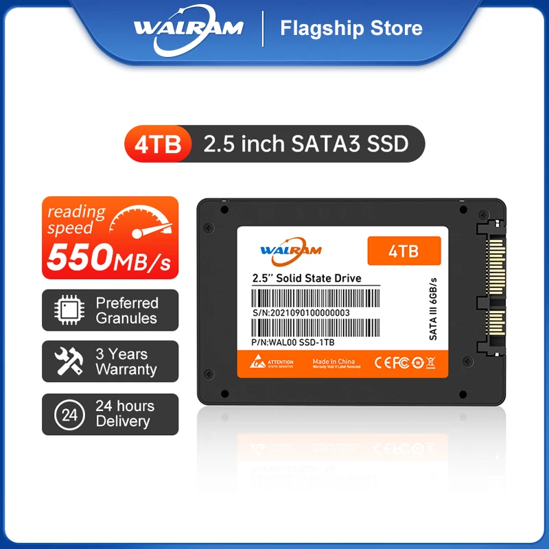 WALRAM SSD 4TB 2TB 1TB HDD 2.5 Sata 3 Solid State Drive Hard Disk for ...
