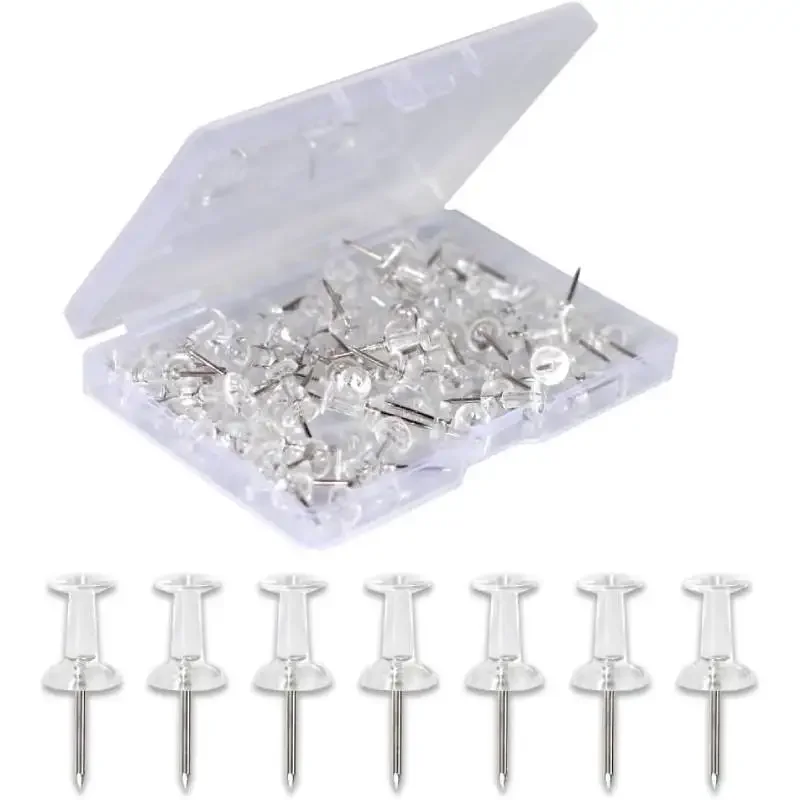 100pcs Push Pins Thumb Tacks Clear Gold Stick Pins for Wall Hangings ...