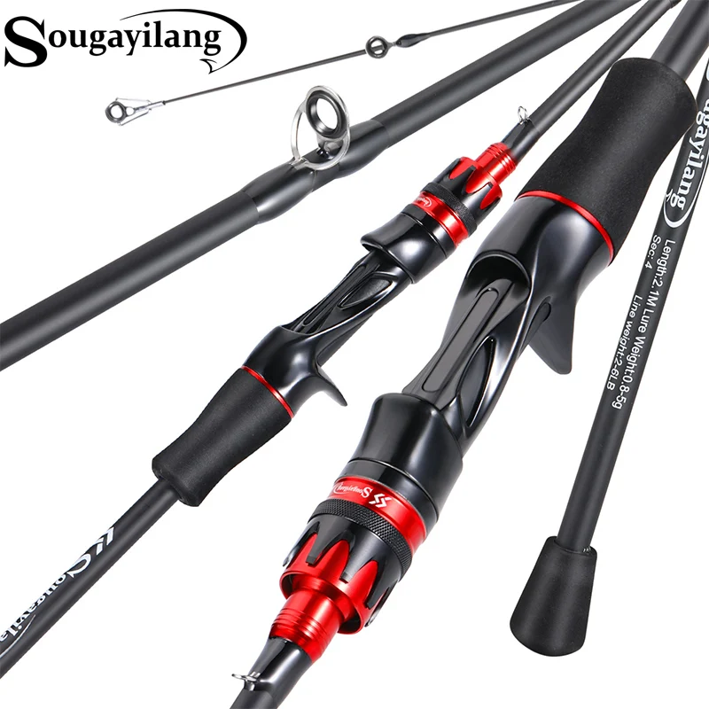 Sougayilang Fishing Rod 2.1m Ultralight Carbon Spinning Rod and Casting ...