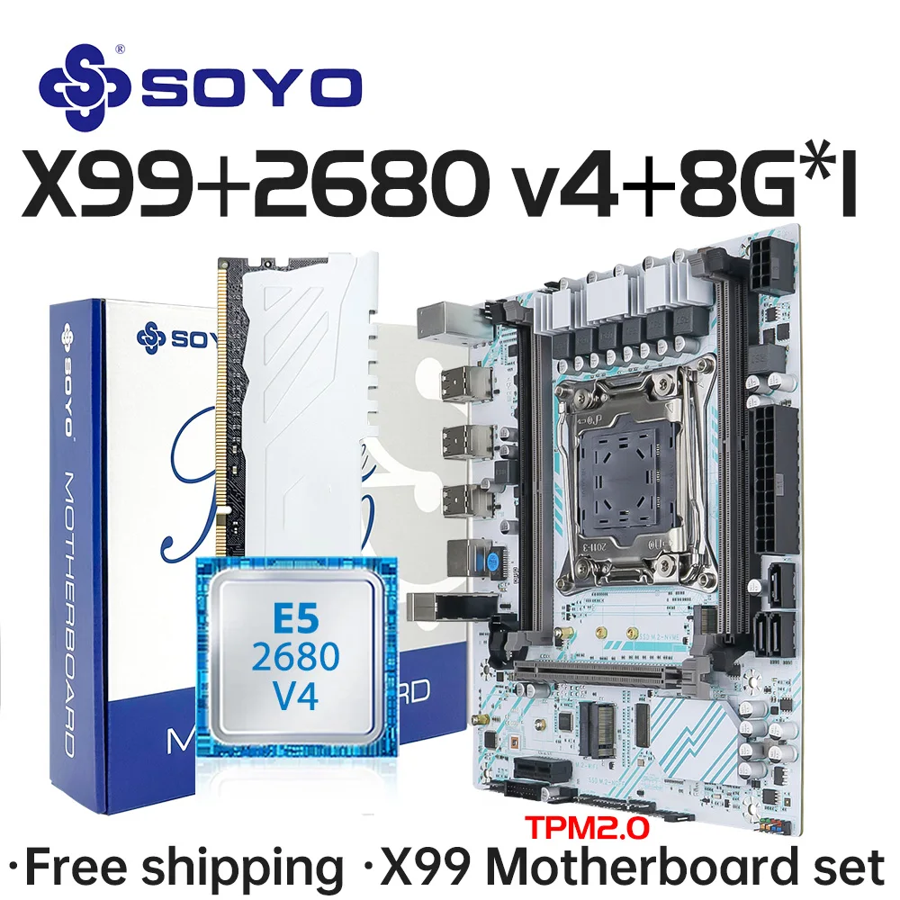 X99 Motherboard LGA 2011-3 Set Kit Xeon E5 2680 V4 CPU Processor 8g*1 ...