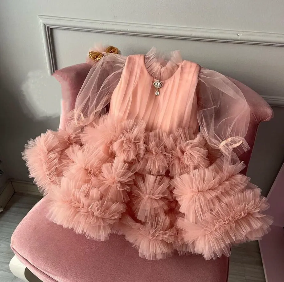 Fancy-Pink-Girl-Dress-Big-Sequined-Bow-Puffy-Toddler-Dress-Formal-Baby ...