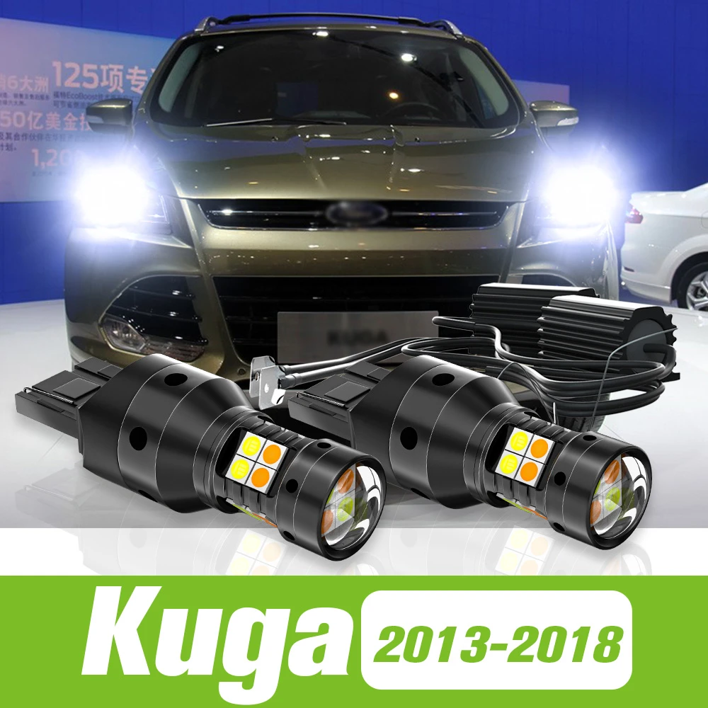 2pcs For Ford Kuga 2013 2018 Dual Mode LED Turn Signal+Daytime Running ...