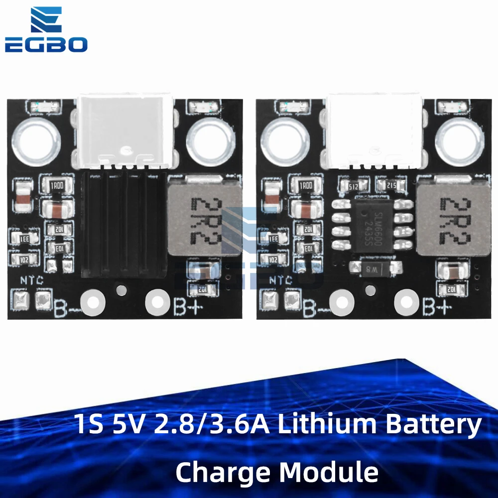 1S 5V 2.8/3.6A Lithium Battery Charge Module Boost Power Board Type-C ...