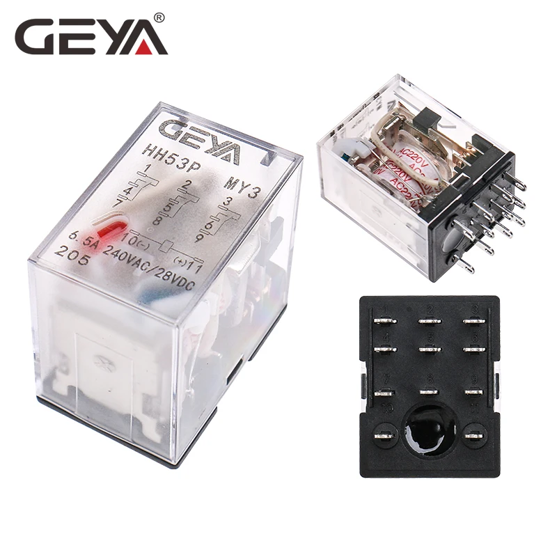 GEYA-11Pins-Mini-Relay-DC5V-DC12V-DC24V-AC110V-AC220V-HH53P-5A ...