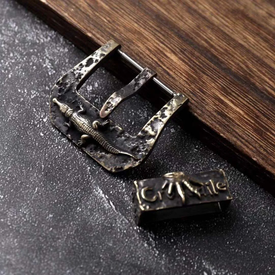 1-Piece-Handmade-Classic-Bronze-Crocodiles-Watch-Buckle-with-Watch-Loop ...