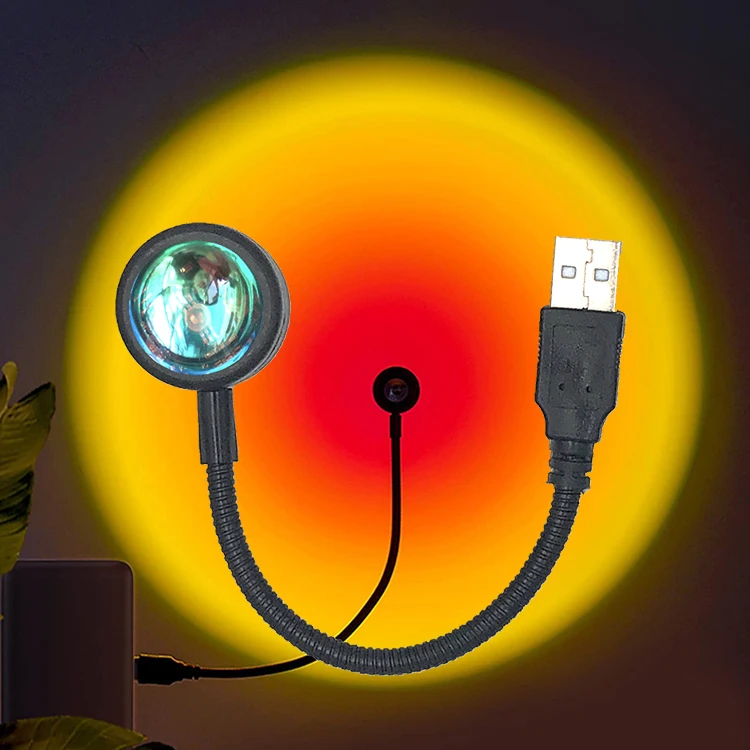 1x-USB-Sunset-Lamp-LED-Rainbow-Neon-Night-Light-Projector-Photography ...