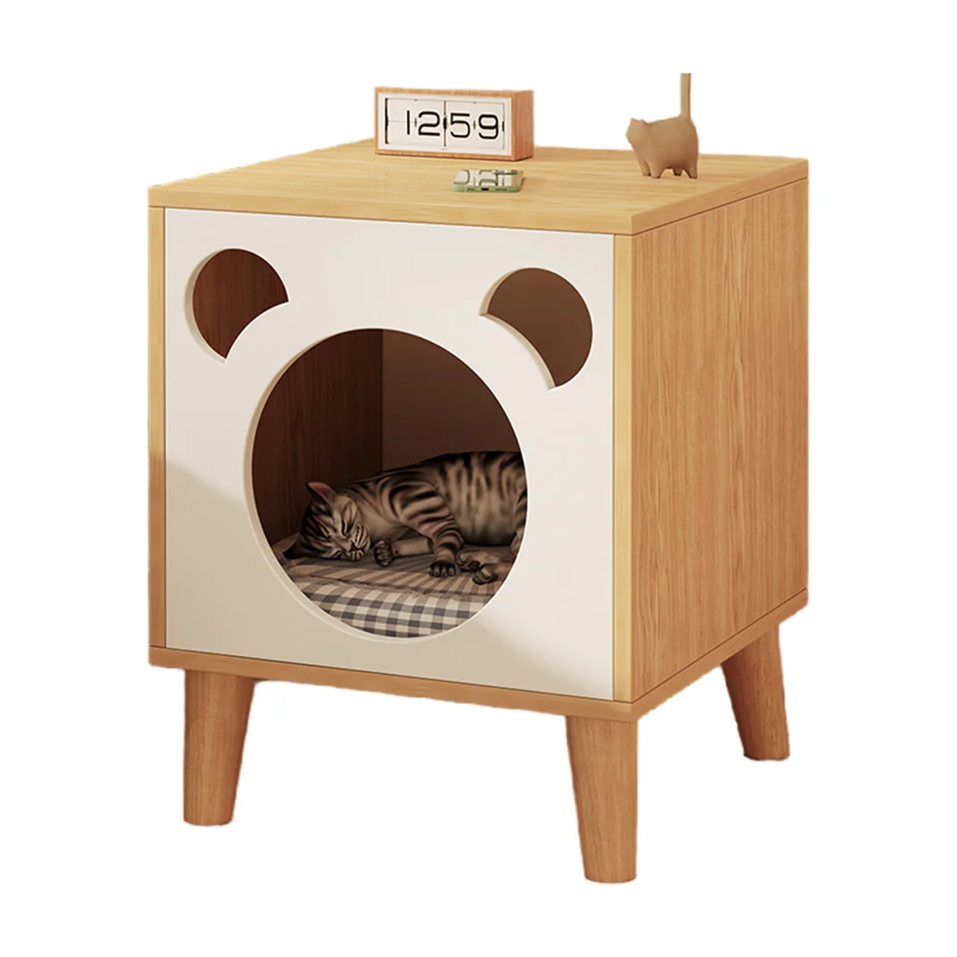 Solid-Wood-Cat-Nest-Bedside-Table-Simple-Small-Bedside-Cabinet-Multi ...