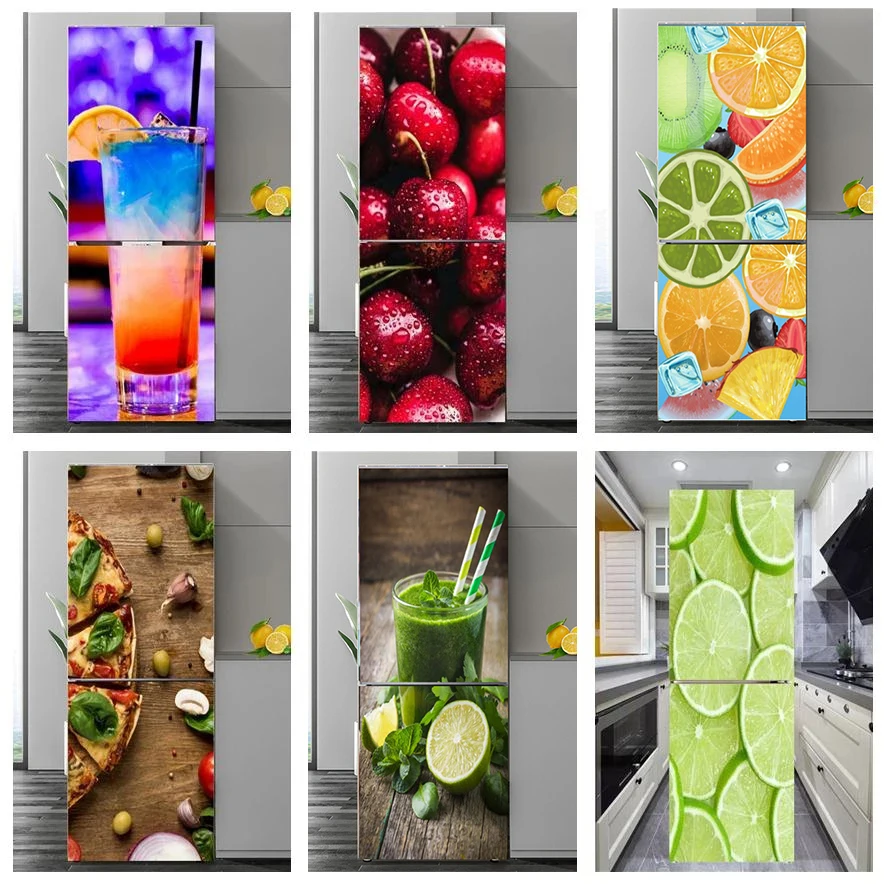 Self-Adhesive-3D-Fruit-Dessert-Fridge-Door-Sticker-Mural-Wallpaper ...