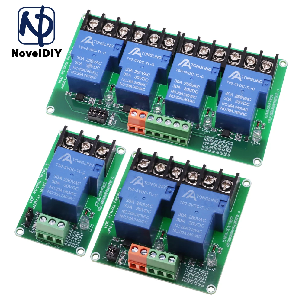 1-Way-2-4-channel-relay-module-30A-with-optocoupler-isolation-5V-12V ...
