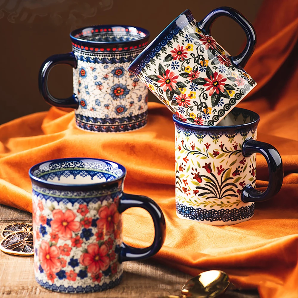 Cerâmica Flores Caneca De Café, Linda Caneca De Chá De Leite, Porcelana ...