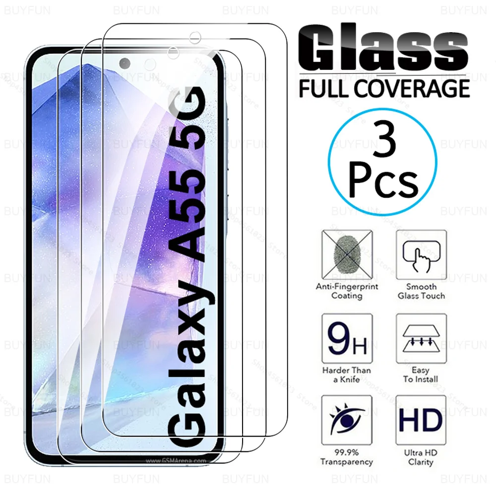 3Pcs-SamsungA55-Glass-For-Samsung-Galaxy-A55-Tempered-Glass-Case ...