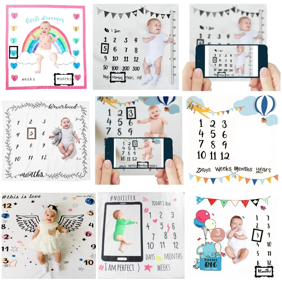 Newborn-Baby-Milestone-Blankets-Twins-Photo-Props-Background-Backdrop ...