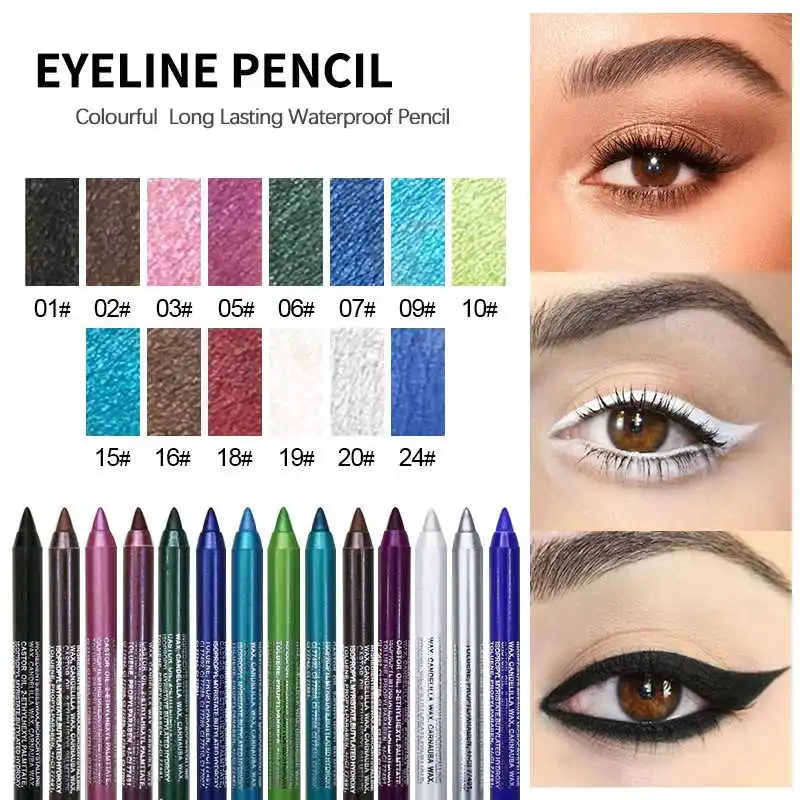 14-Colors-Long-lasting-Eye-Liner-Pencil-Waterproof-Pigment-Blue-Brown ...