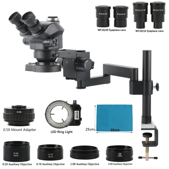Clamp Folding Extension Type Base + 3.5X-200X Zoom Stereo Trinocular ...