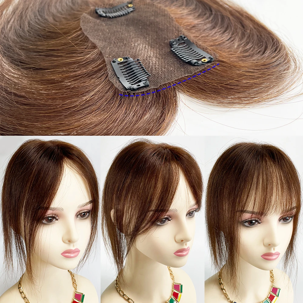 10 Inch Breathable Lace Base Topper Human Hair Clip In Hairpieces ...