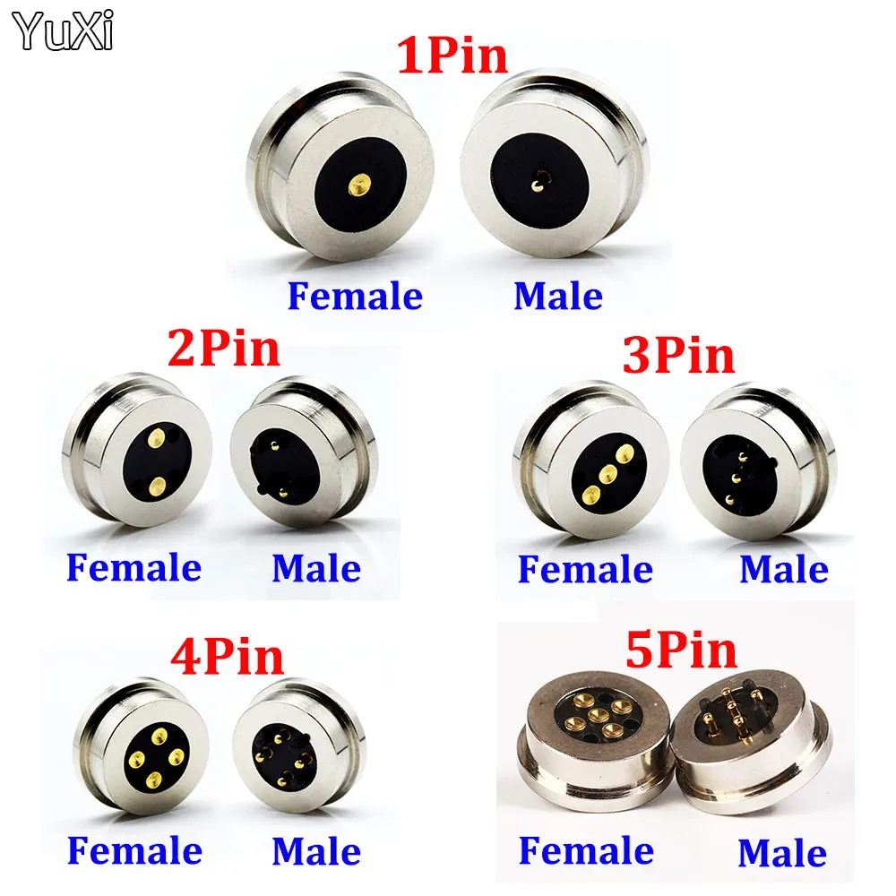2/3/4/5P Round High Current Magnet Suction Spring Pogo Pin Male Female ...