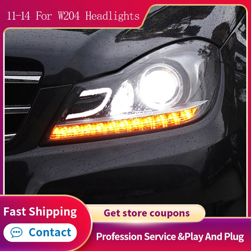 Car-LED-Headlight-Benz-C-Class-W204-For-2011-2014-C180-C200-C260-DRL ...