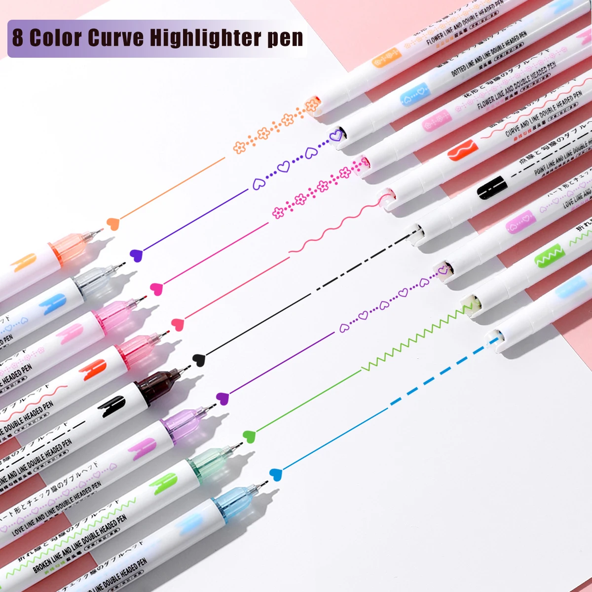8pcs-Dual-Line-Contour-Markers-Dual-Tip-Curve-Pens-Multicolor-Fun ...