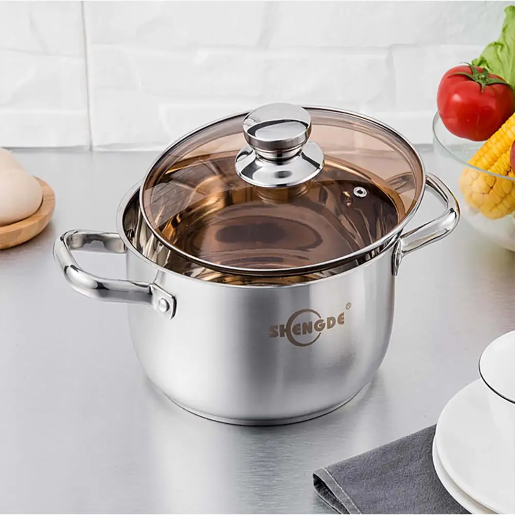 Household Soup Pot Thickened Non-sticky Stainless Steel Binaural Pot ...