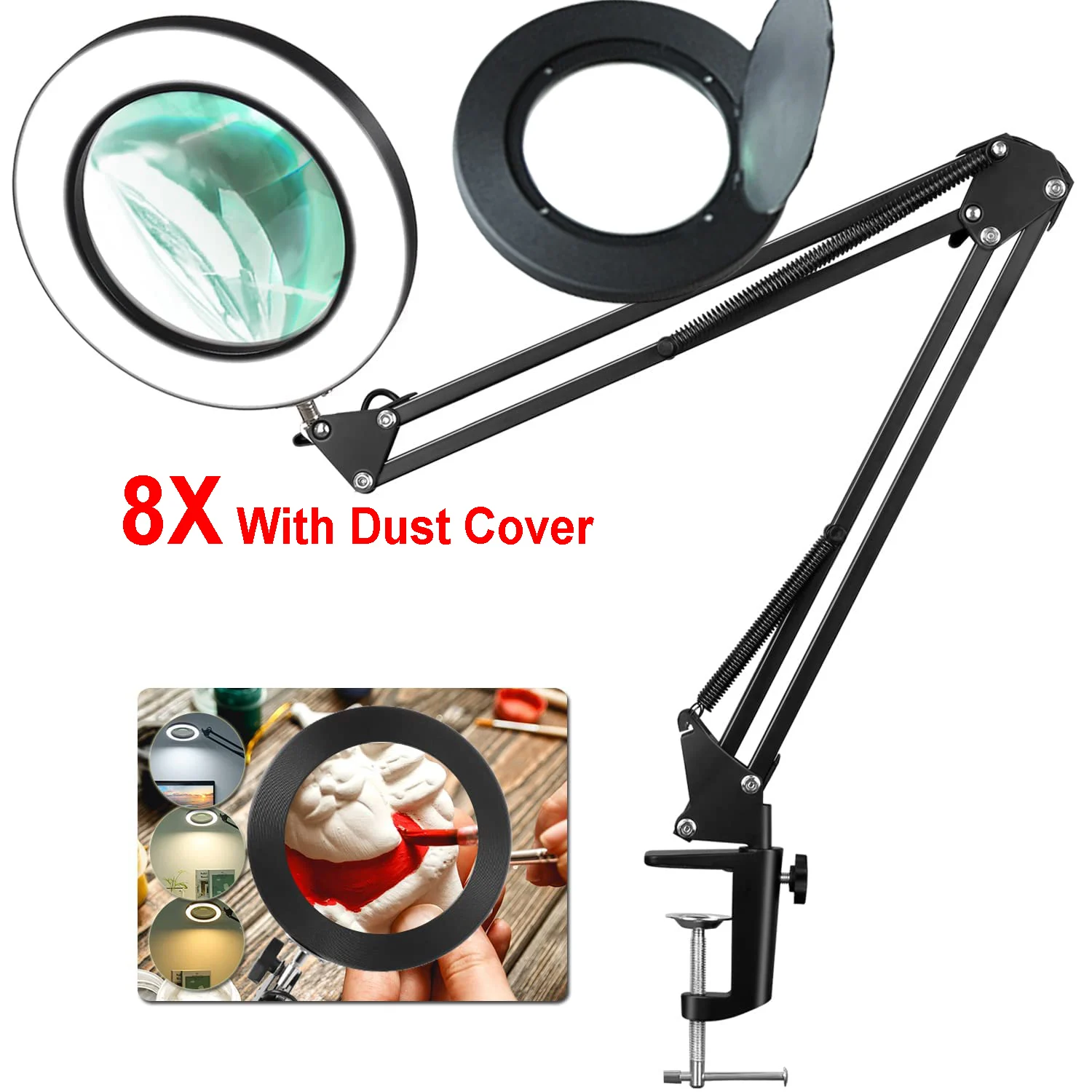NEW-120-LED-200MM-Diam-8X-Magnifying-Glass-with-LED-Light-Stand ...