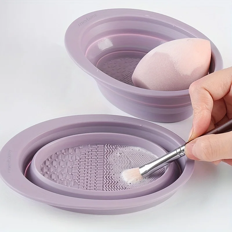 Soft-Silicone-Makeup-Brush-Cleaner-Folding-Powder-Puff-Cleaning-Bowl ...