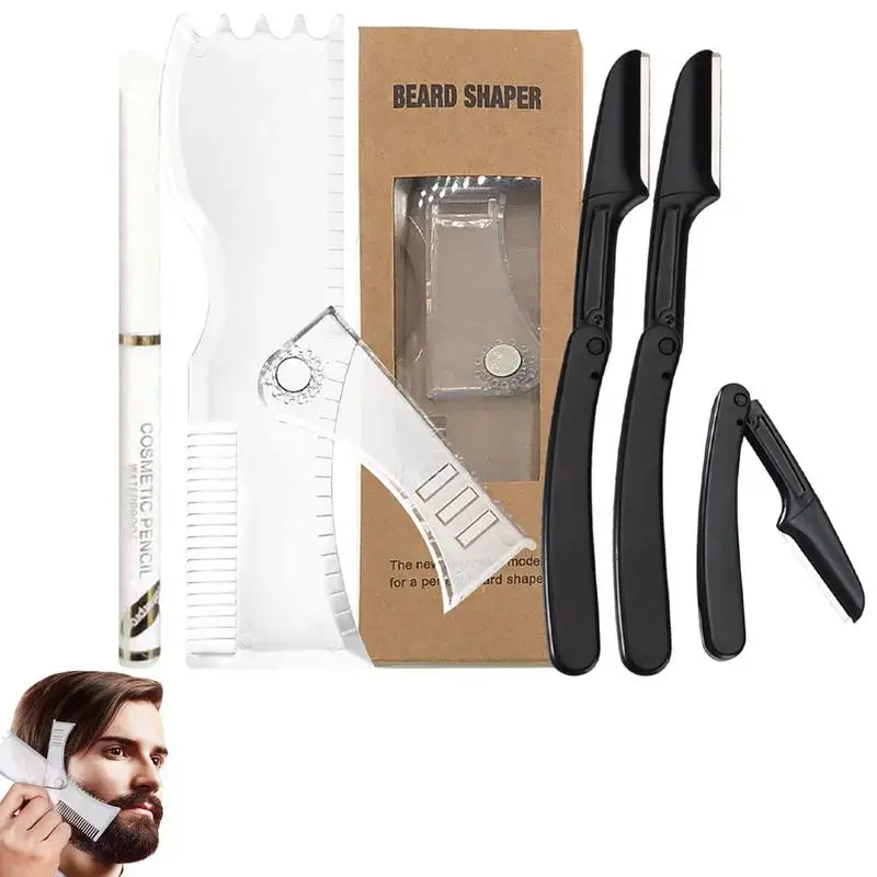 Beard-Shaper-Kit-Transparent-Beard-Alignment-Tool-Non-slip-Rubber-3-In ...