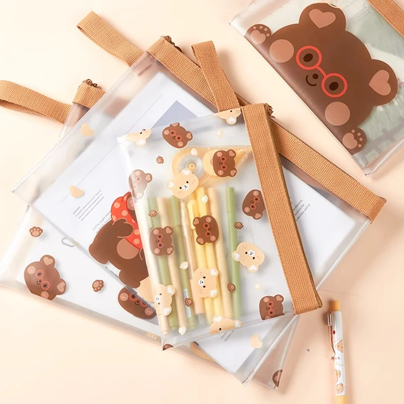 Kawaii-A4-A5-File-Holder-Cute-Bear-Zipper-File-Bag-Documents-Tickets ...