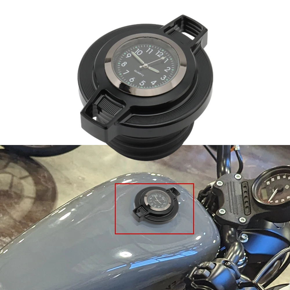 Motorcycle-Fuel-Tank-Cap-Oil-Gas-Caps-with-Clock-For-Harley-Sporster-XL ...