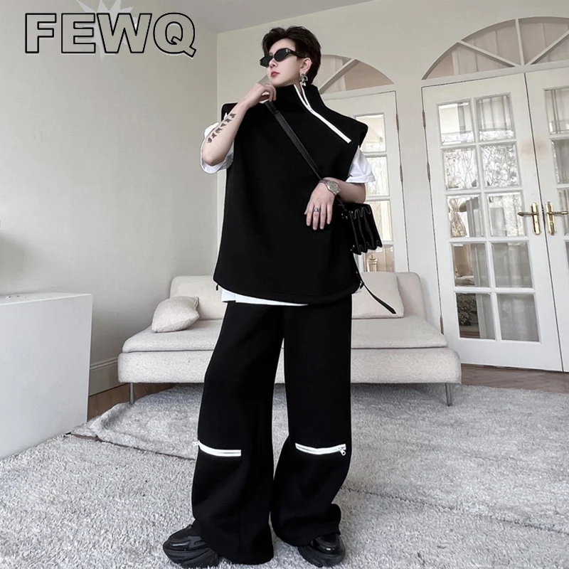 FEWQ-Men-s-Contrast-Color-Sets-Casual-Male-Two-piece-Suit-Sleeveless ...