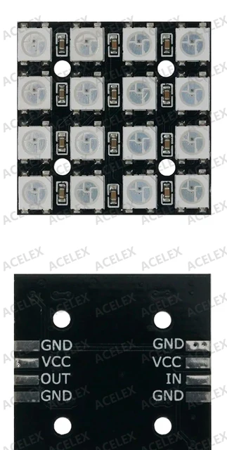 Neopixel Strip WS2812B 5050 RGB LED 4x4 Matrix - 16-Bit Addressable LED ...