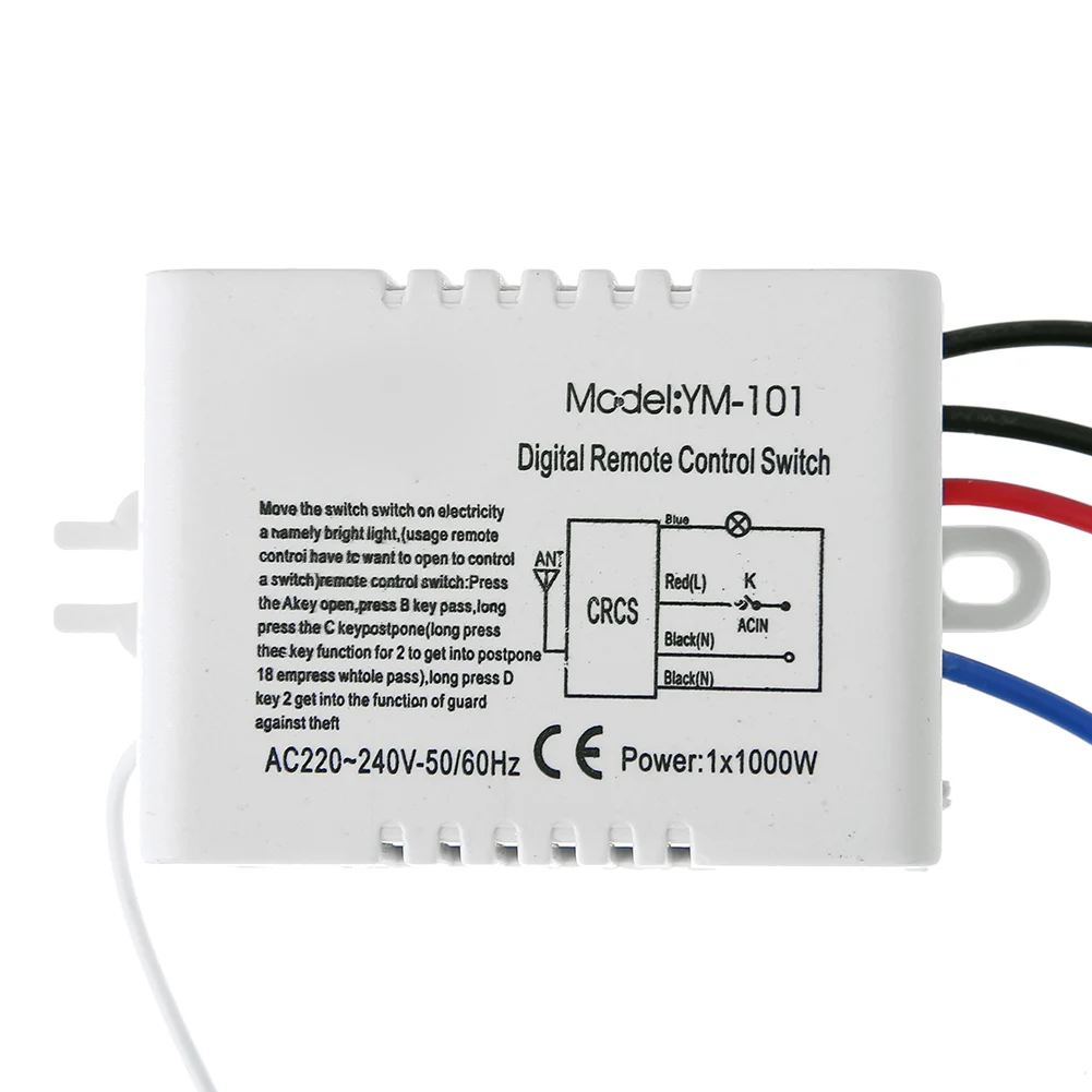 1/2/3 Way ON/OFF 220V Wireless Remote Control Switch Smart Home Lamp ...