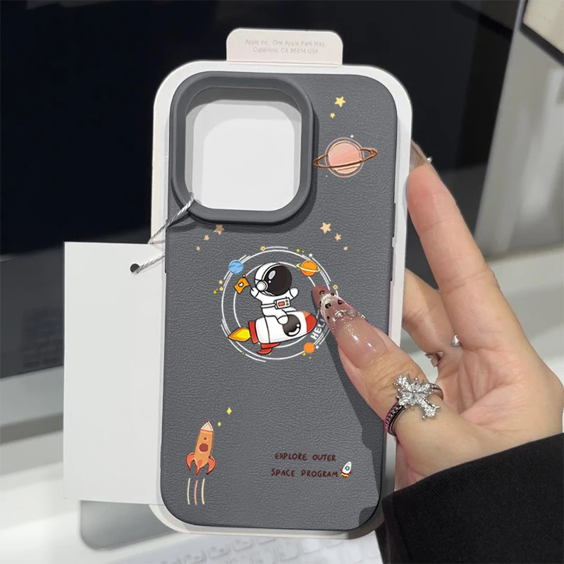 Rocket Astronauts TPU Phone Case For iPhone 16e 16 15 Pro Max 14 13 12 ...