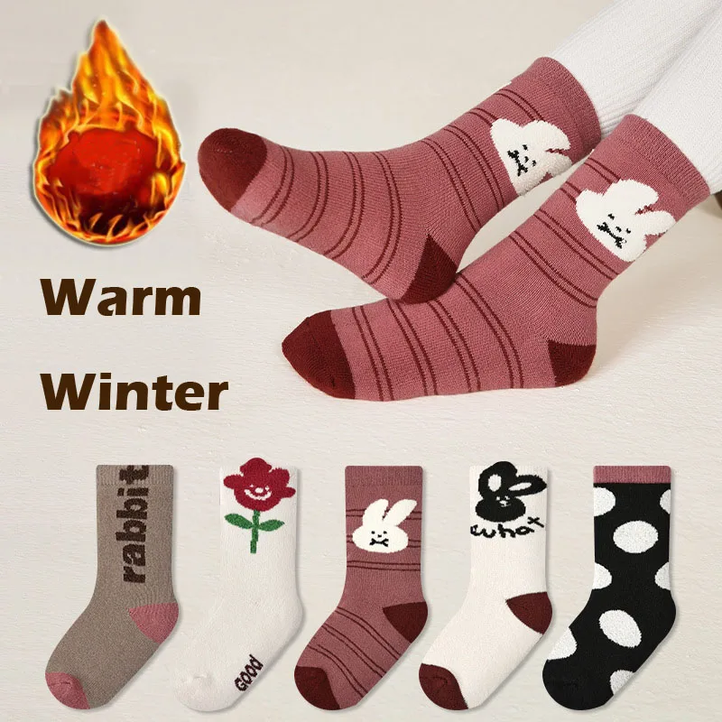 5-Pairs-Winter-Socks-Baby-Girls-Warm-Plush-Socks-Thicken-Cotton-Socks ...
