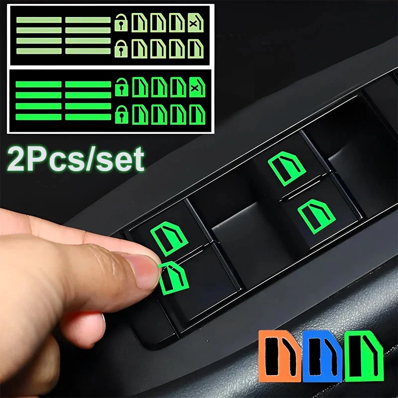 Car Fluorescent Luminous Button Sticker Door Window Lift Night Safety ...