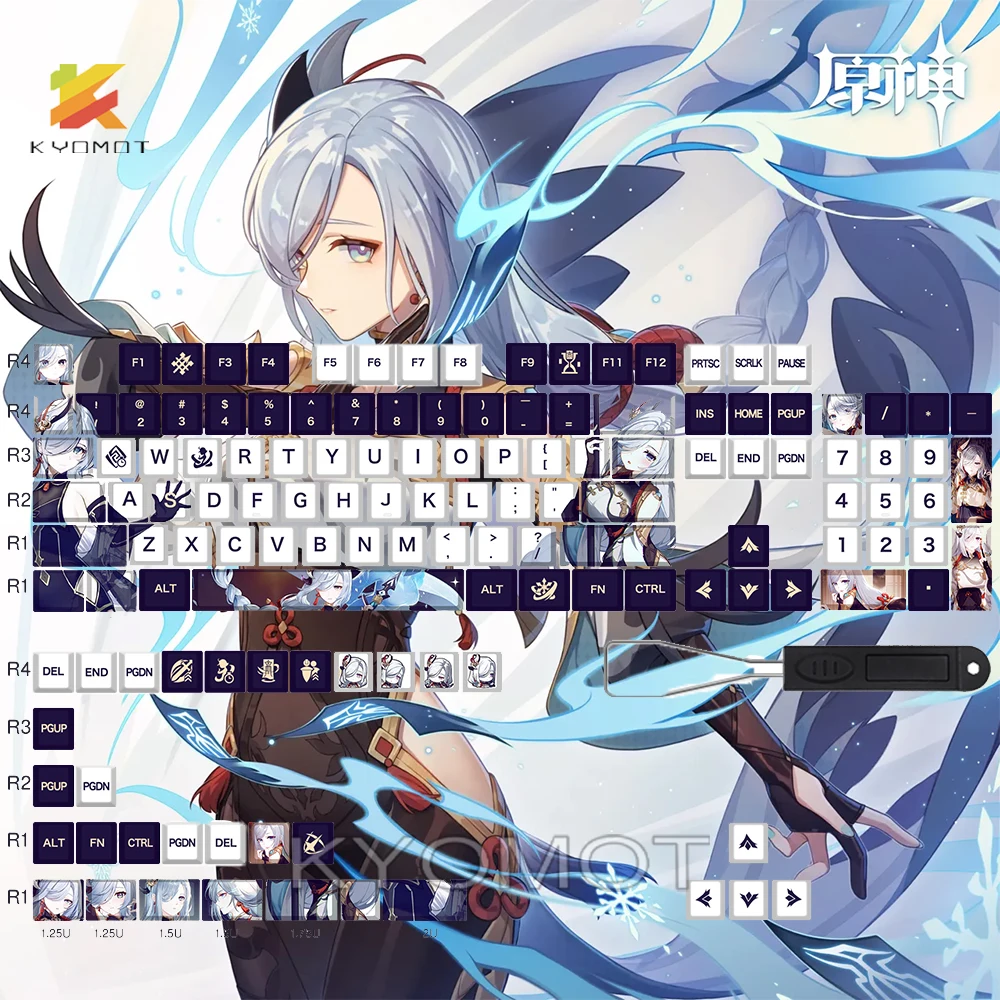 KYOMOT Anime Game136 Keys Genshin Impact Keycaps PBT Game Character ...