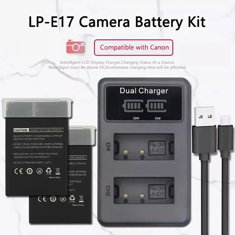 LP-E17 1200mAh LP E17 LPE17 Battery + LCD USB Dual Charger for Canon ...