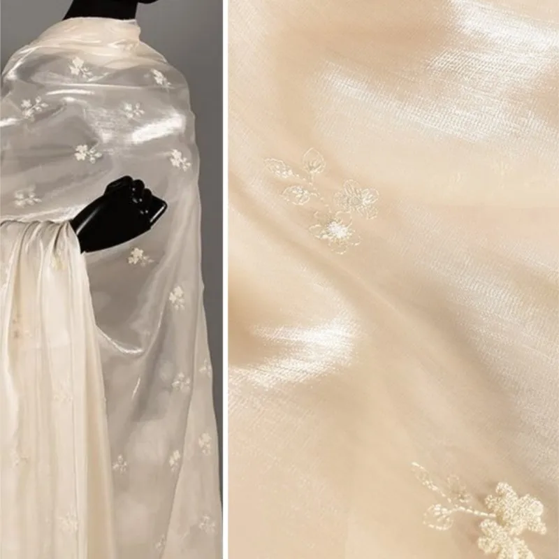 Beige-Apricot-Water-Light-Yarn-Embroidery-Jacquard-Fabric-Translucent ...