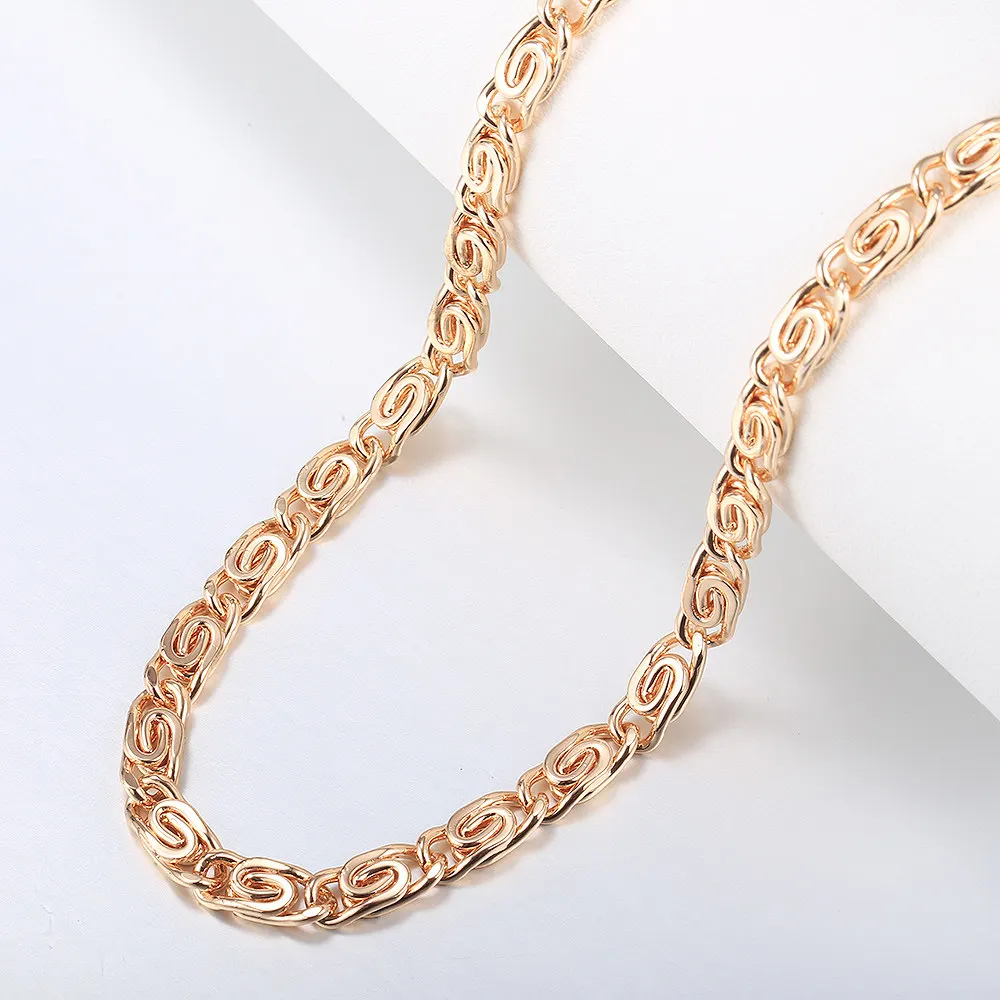 6mm Snail Link Chain Necklace For Women Girls 585 Rose Gold Color ...