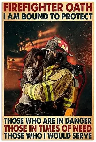 Firefighter-oath-I-am-bound-to-protect-Retro-Art-Wall-Decor-Metal-Sign ...